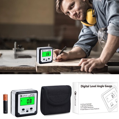 Digital Level Box, Lytool Digital Angle Gauge Magnetic Mini Digital Angle Finder Inclinometer ...